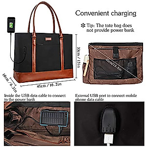 Woman Laptop Tote Bag,USB Teacher Bag Large Work Bag Purse Fits 15.6 inch Laptop,Lightweight Waterproof Computer Shoulder Bag,Messenger Bag