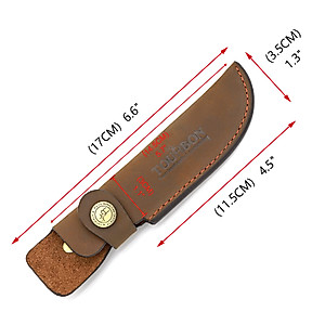 TOURBON Brown Leather Fixed Blade Knife Sheath with Snap Closure