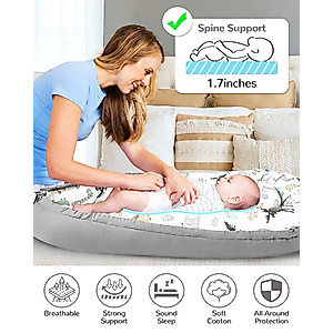 GIEFRNE Baby Nest Baby Lounger Newborn Bassinet Mattress for Baby 0-12M Portable Infant Floor Seat Co-Sleeping Baby Registry Search (Animal)