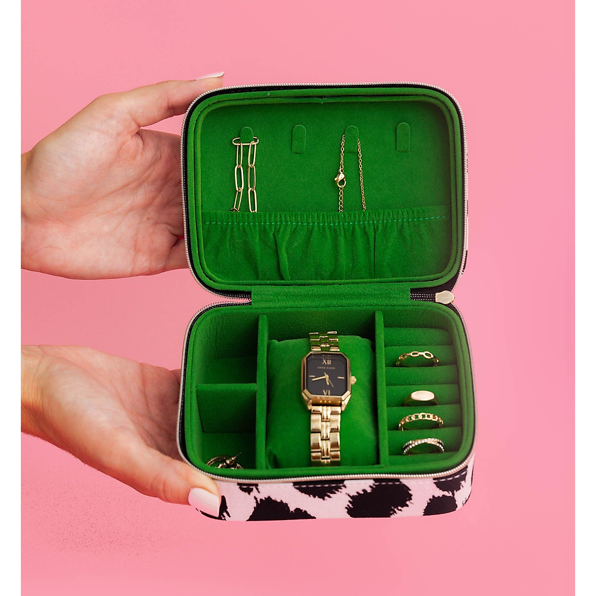 Kate Spade New York Small Travel Jewelry Case, Jewelry Travel Box, Jewelry Holder Organizer for Rings, Necklaces, Earrings, Bracelets, Modern Leopard, Modern Leopard, Modern