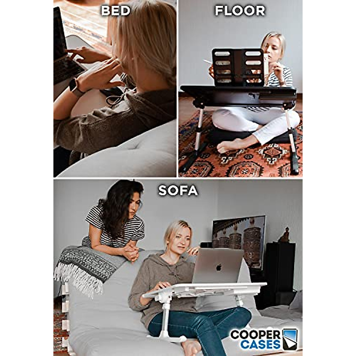 Cooper Desk PRO Adjustable Laptop Table, Bed Desk for Laptop, Desk for Bed, Lap Desk for Laptop, Adjustable Lap Desk for Bed, Portable Desk, Laptop Stand for Bed Floor Desk