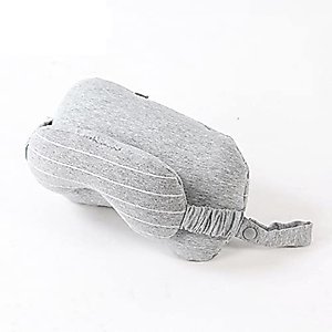 ICOBES Shaped Travel Pillow Travel Neck Pillow with Eye Mask Portable Head Neck Cushion Airplane Flight Sleep Rest Airplane Office Napping Sleeping Pillows (Color : Grey)