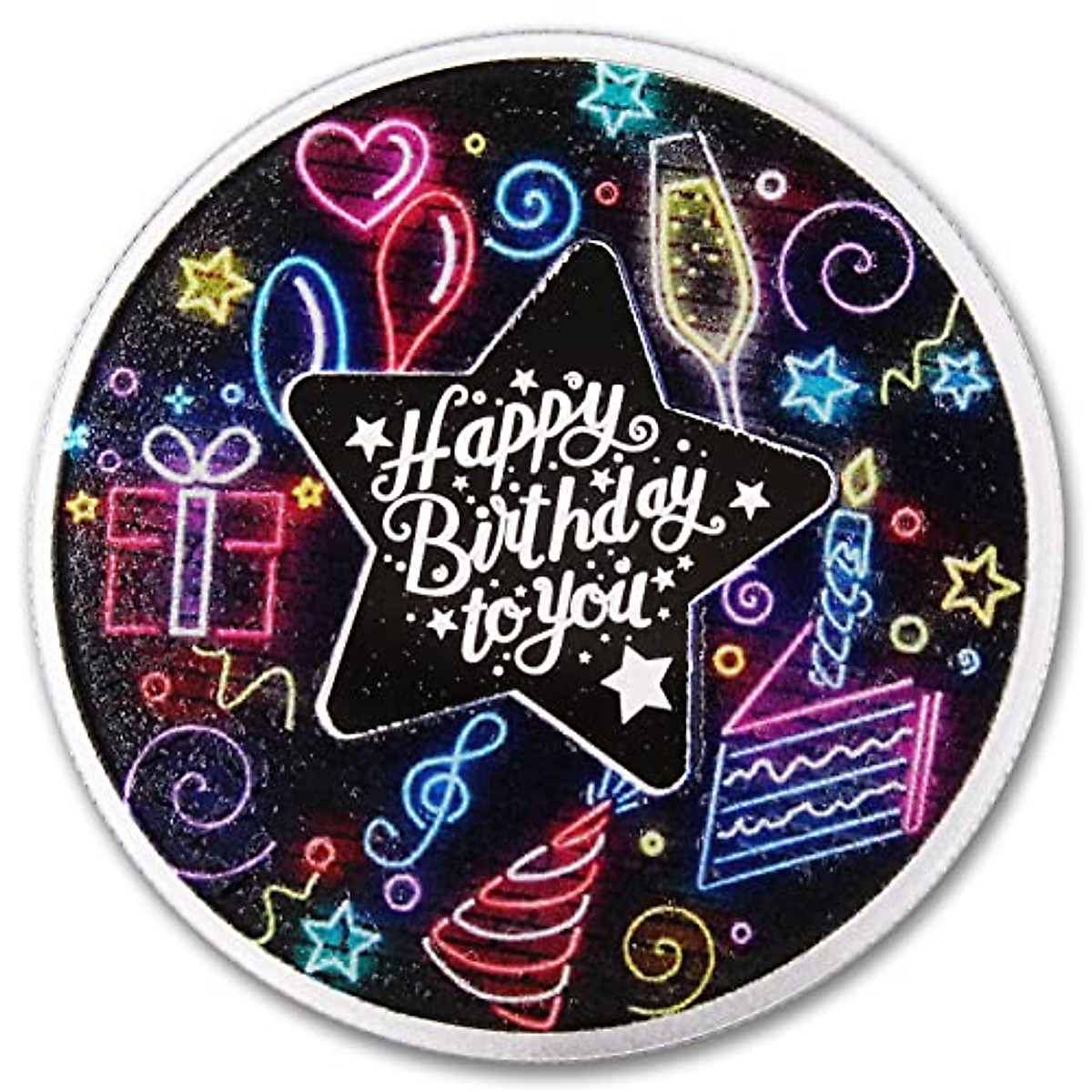 2022-17.5 g Cameroonian Proof Silver Happy Birthday Colored Coin in Contemporary Latex Case with Certificate of Authenticity 500 CFA Francs Seller Proof