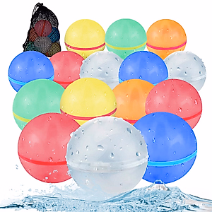 Self Sealing Reusable Water Balloons 15PCS Magnetic Water Balloons Quick Filling Water Balls Toys Silicone Water Splash Ball Water Bomb Cool Toys,Summer Pool Beach Outdoor Toys For Kids Ages 3 4 8 12+