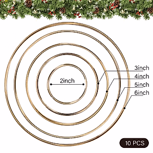BigOtters Dream Catcher Rings, 10PCS Wreath Macrame Rings Gold Metal Floral Hoops for Making Wedding Wreath Decor Wall Hanging Crafts, 5 Sizes