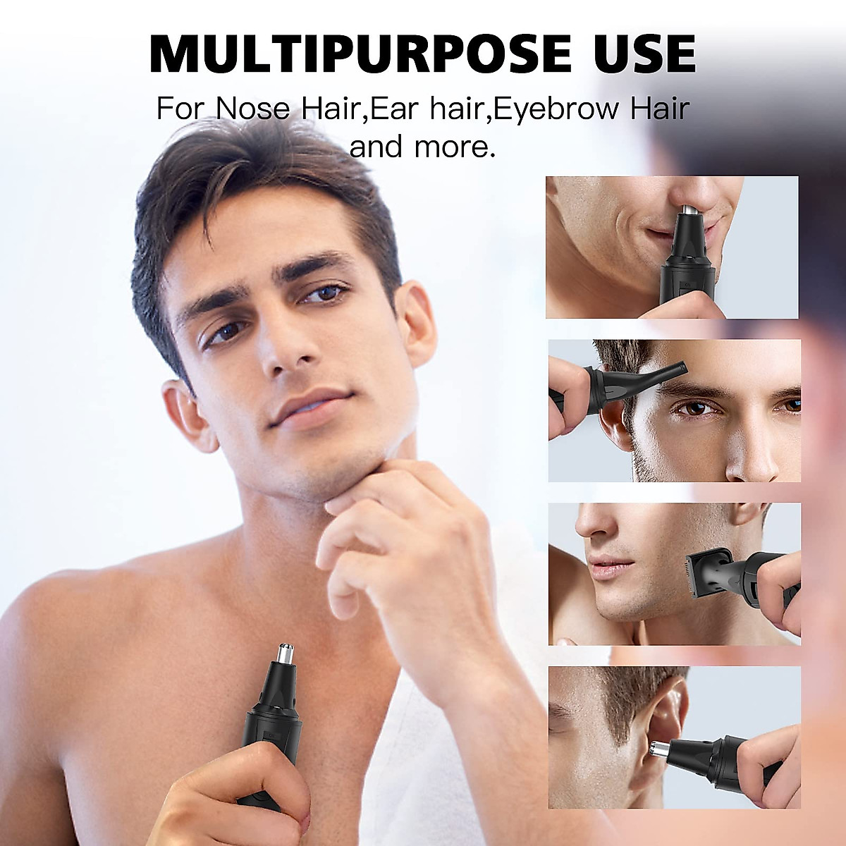 Ear and Nose Hair Trimmer-Rechargeable Nose Hair Trimmer for Men and Women-2023 Professional Painless Nose Clipper Eyebrow &amp; Facial Hair Trimmer-IPX7 Waterproof Dual Edge Blades for Easy Cleansing