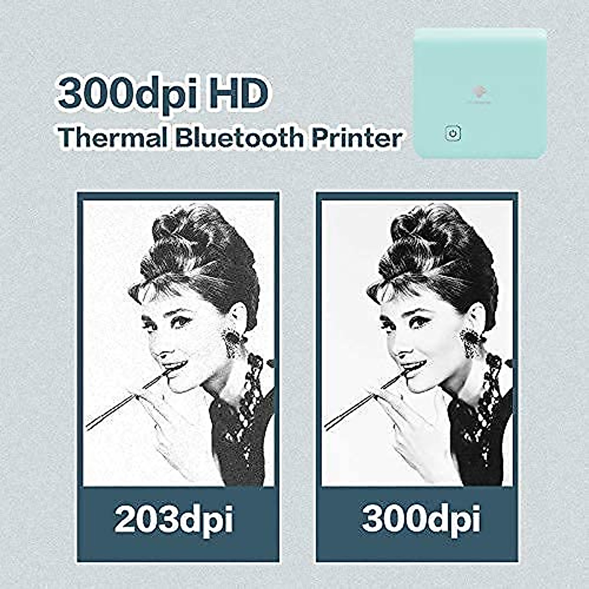 Phomemo M02 Pro Pocket Printer- Mini Bluetooth Thermal Printer with 3 Rolls White Sticker Paper, Compatible with iOS + Android for Learning Assistance, Study Notes, Journal, Fun, Work, Cyan