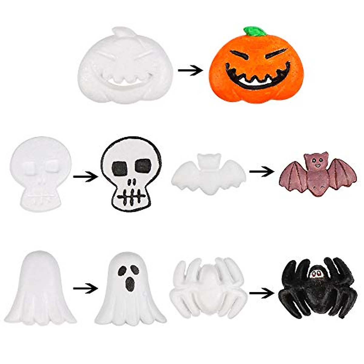 KIMOBER 30pcs Halloween Foam Decoration Kit,White Polystyrene Strofoam Hanging Ornament Set for Halloween Party Favors