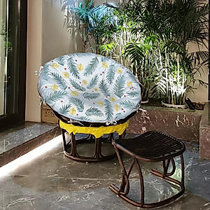 TORUTA Papasan Cushion Covers 50"D - Blue Leaf Flower Color 600D Waterproof Heavy Duty Oxford Cloth Outdoor patio Zippered Papasan Cushion Cover