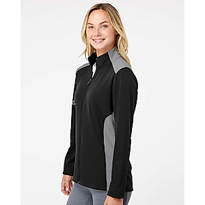 adidas Womens Textured Mixed Media Full-Zip Jacket, 2XL, Grey Three/White