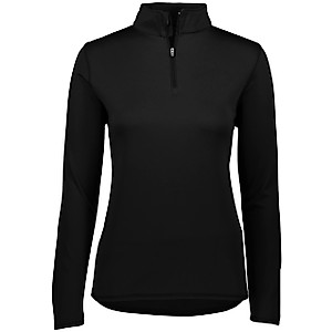 Augusta Sportswear Ladies Attain Wicking 1/4 Zip Pullover - Women's Running Long Sleeve Jacket with Sun Protection, Black, Medium