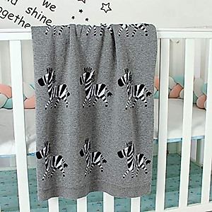 mimixiong 100% Pure Cotton Baby Blankets Soft Nursery Swaddling Blanket for Newborn Baby with Cute Zebra Grey Size 30 x 40 inches