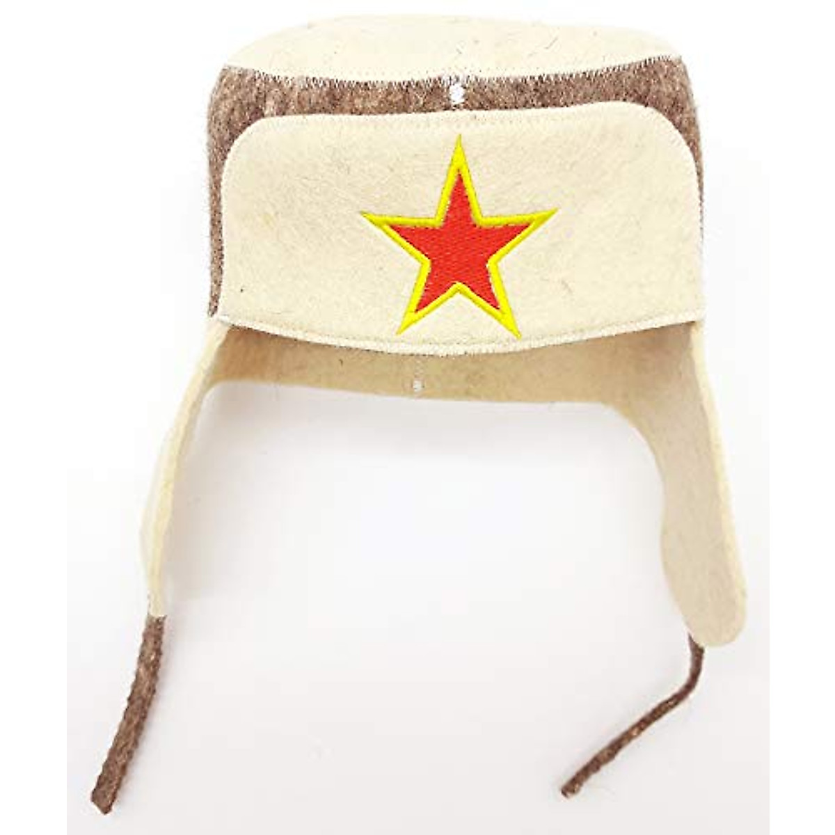 SHSH trade group Ukrainian Wool Sauna Hat Embroidered Ushanka with Star - Sauna Hat Finnish - Ukraine Sauna Hat Wool - Russian Banya Hat for Men - Sauna Hat for Men - Sauna Hats Russian Beige