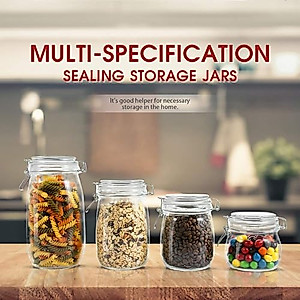 Masthome Glass Jars with Airtight Lids, Set of 4, Kitchen Preserving Storage Glass Canisters Bottles for Cereal Cookies Sugar Coffee Pickles Gifted 15 Pcs Food Storage Bags