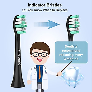 MRYUESG Replacement Heads Compatible with Philips Sonicare 10 Pack, Electric Tooth-Brush Head for Phillips, Black