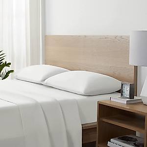 Serta Supersoft Washed Cooling 3 Piece Bed Sheet Set with Pillow Covers for All Season, Twin, Snow White