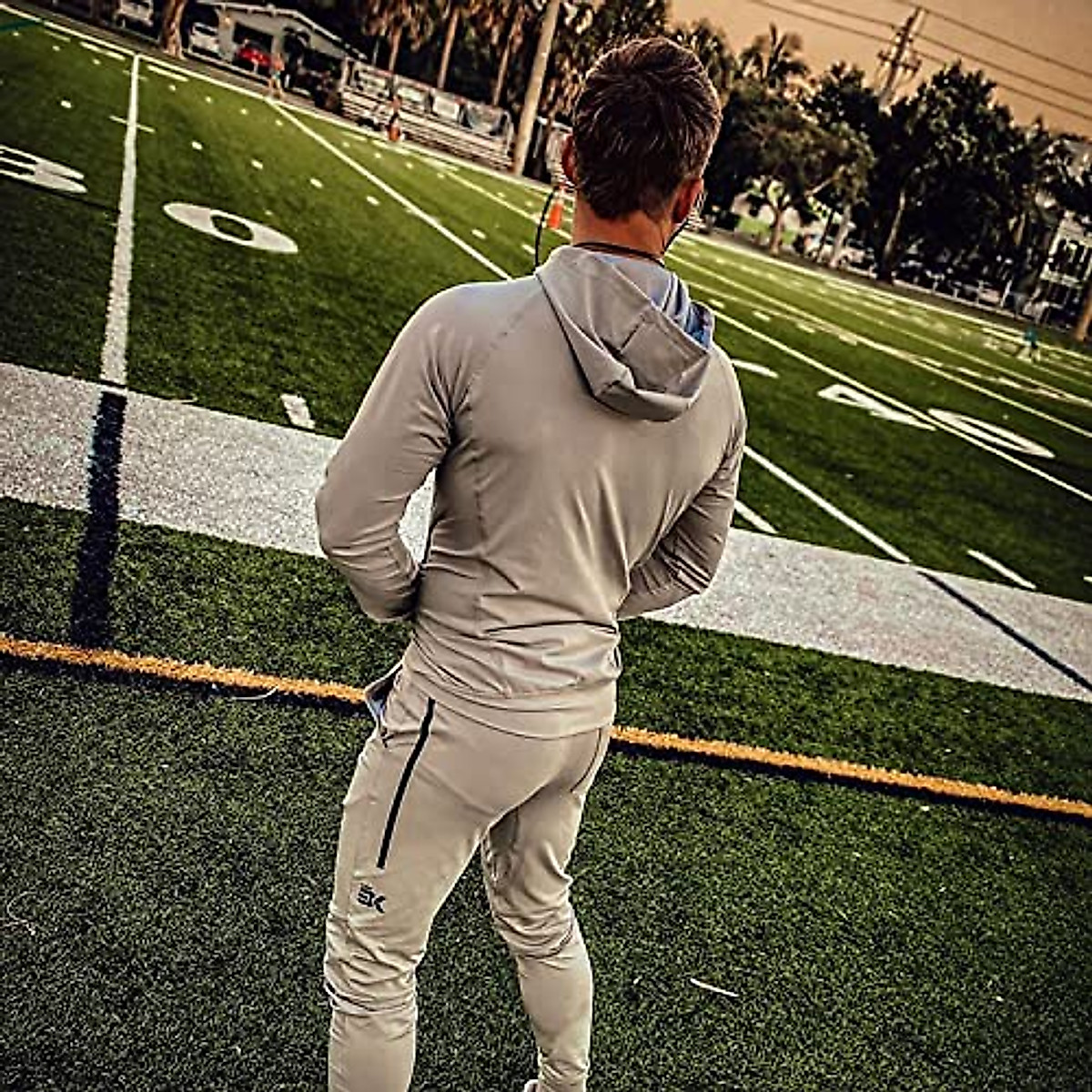 BROKIG Mens 3 Pack Lightweight Running Gym Jogger Pants,Men's Workout Sweatpants Zip Pocket (XX-Large, Army Green-Dark Gray-Light Gray)