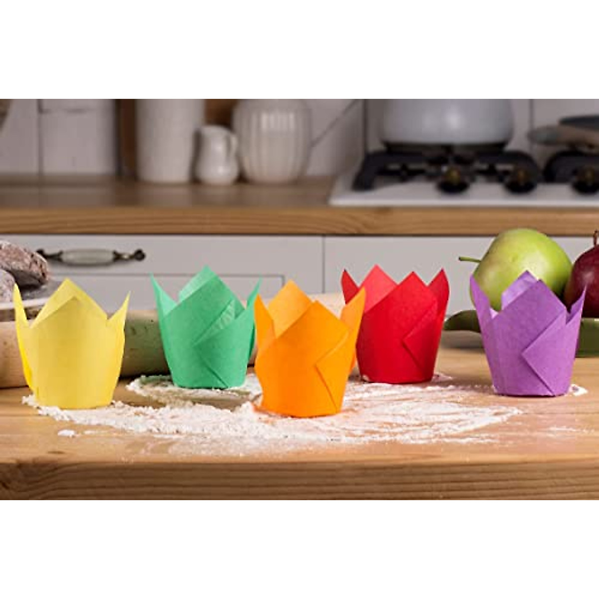Baking Cups Tulip Cupcake Liners 150 pcs - Tulip Baking Paper Cups Multi-Color Tulip Paper Cupcake Muffin Liners