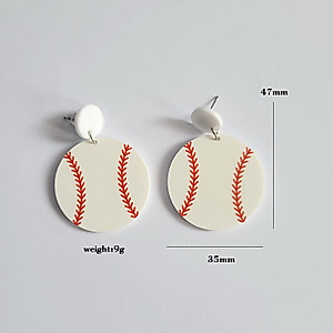 Acrylic Baseball Earrings Cool Punk Football Baseball Basketball Sports Drop Dangle Earrings Lightweight Rugby Soccer Statement Earring for Women Sport Lover Jewelry Gift-A 4pcs