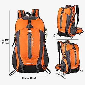 50L Hiking Backpack Camping Backpack Hiking Daypack Waterproof Backpack Day Pack for Men Women Trave Backpack with Rain Cover (orange)