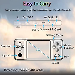 Great Boy Handheld Game Console for Kids Adults, Built-in 1015 Retro Video Games and Support TF Card Download Save Progress Rechargeable 3.0 Inches HD Screen Birthday Xmas Gift (Transparent Black)