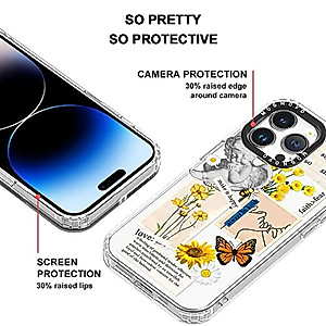 MOSNOVO Compatible with iPhone 14 Pro Max Case, [Buffertech 6.6 ft Drop Impact] [Anti Peel Off Tech] Clear TPU Bumper Women Phone Case Cover Vintage Collage Art Designed for iPhone 14 Pro Max 6.7"