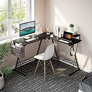 Casaottima L Shaped Gaming Desk, Home Office Desk with Round Corner, Computer Desk with Large Monitor Stand Desk Workstation, 51 inches