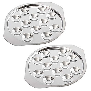 ACKEIVTO 2 Packs Stainless Steel Snail Mushroom Escargot Plate Dishes 12 Compartment Holes