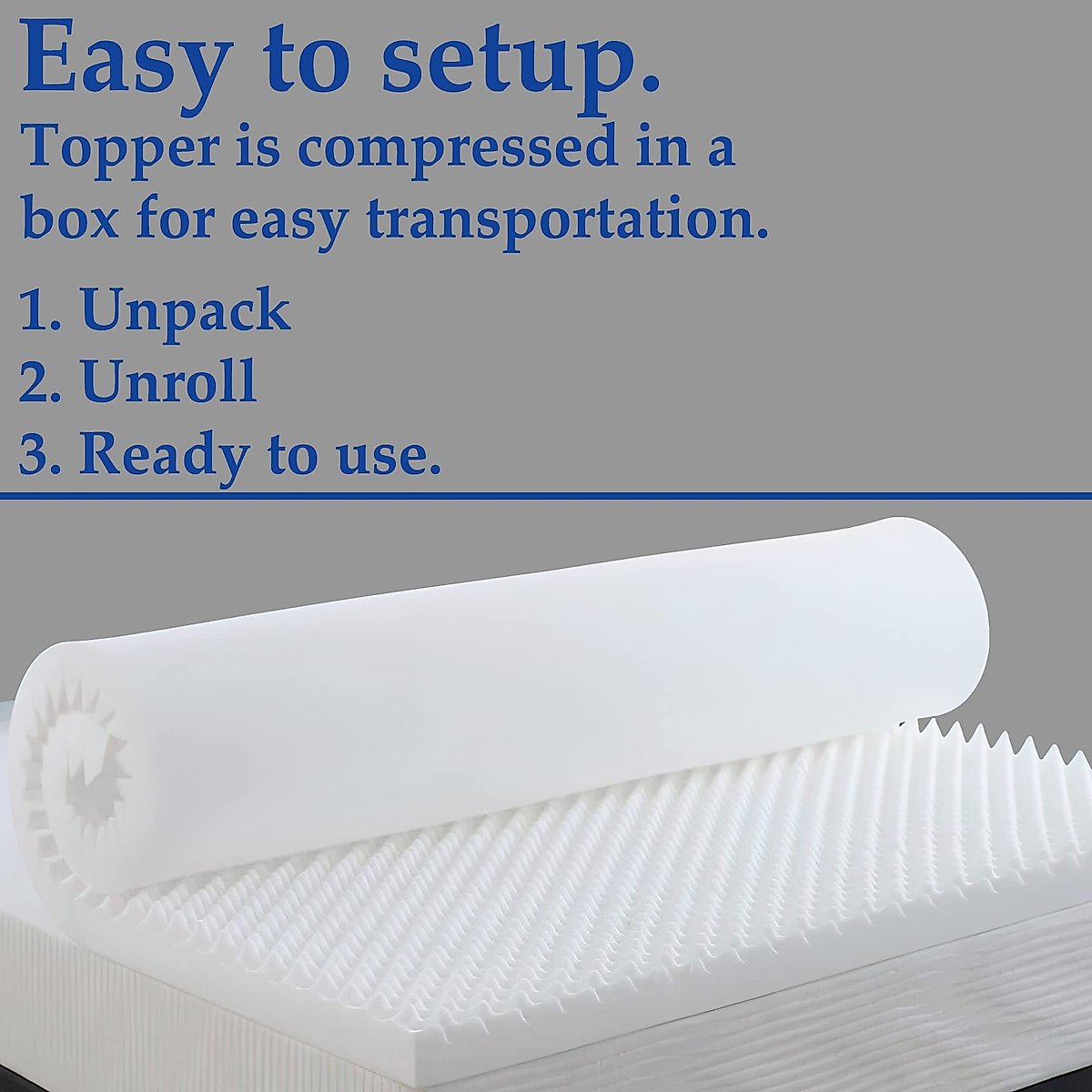 Spring Solution 2-inch Convoluted Egg Shell Bed Topper with Breathable Foam | Soft, Comfortable and Relaxing Bed Top Padding, Mattress Toppers Provide Support for Back and Lower Back, Twin, White