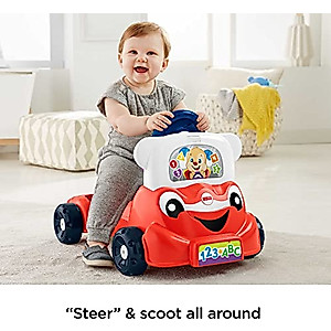 Fisher-Price Laugh & Learn 3-In-1 Smart Car, Baby Walker & Toddler Ride-On Toy with Smart Stages Learning Content for Ages 9+ Months