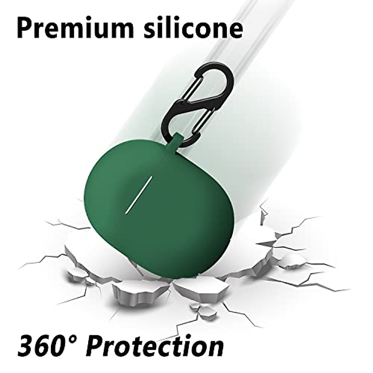 Geiomoo Silicone Case Compatible with Google Pixel Buds Pro, Protective Cover with Carabiner (Emerald Green)