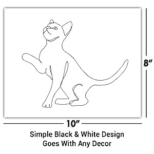 Cats Wall Art - Set of 4-8”x10” Unframed Minimalist Black & White Decor Prints - Makes a Great Gift Under $20 for Cat Lovers