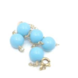 Sophia Fine Jewelry Turquoise Reconstituted Round Tincup 7" Bracelet,14K Yellow Gold