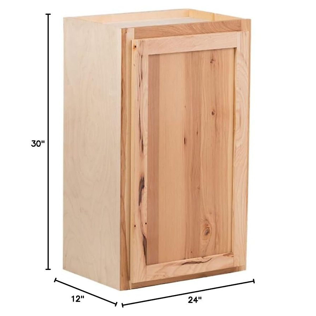 Quicklock RTA (Ready-to-Assemble) 30" Tall Wall Kitchen Cabinets - Shaker Style | 100% Hardwood | Made in America | Soft Close Hardware (Rustic Hickory, 12" D x 24" W x 30" H)