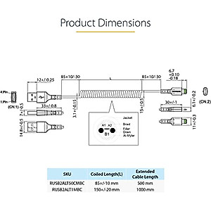StarTech.com 50cm (20in) USB to Lightning Cable, MFi Certified, Coiled iPhone Charger Cable, Black, Durable TPE Jacket Aramid Fiber, Heavy Duty Coil Lightning Cable (RUSB2ALT50CMBC)