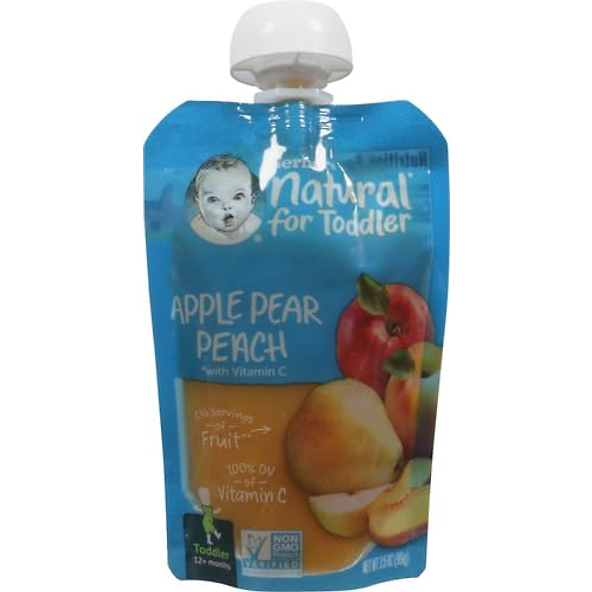 Gerber Baby Food Toddler Apple Pear Peach, 3.5 Oz Pouch