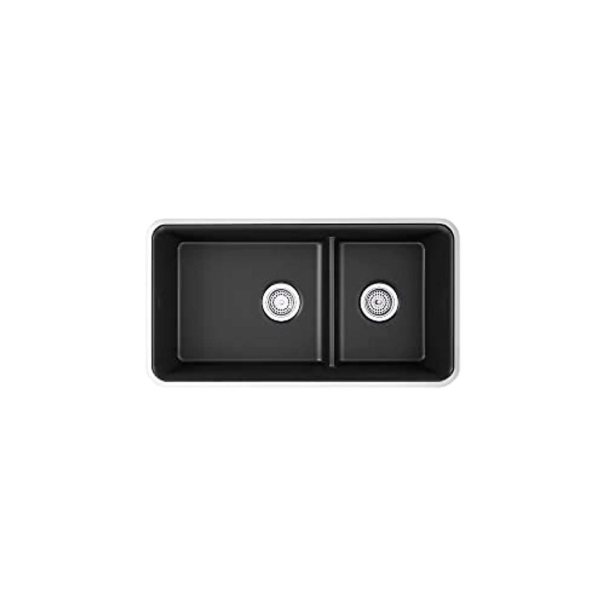 KOHLER Neoroc Undermount Double Bowl Kitchen Sink, Composite Sink with Smart Divide, 33" Double Offset Bowl with Sink Racks