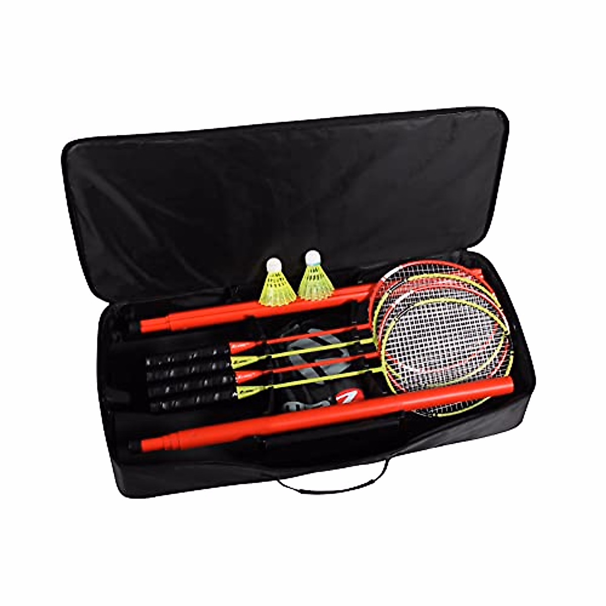 Zume Games Portable Badminton Set with Freestanding Base – Sets Up on Any Surface in Seconds – No Tools or Stakes Required,Red/Black/Green,1,OD0006W