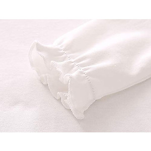 Baby Girl Kids Blouses Long Sleeves Solid Color Doll Collar T-Shirt Top Bottom (White, 2-3T)