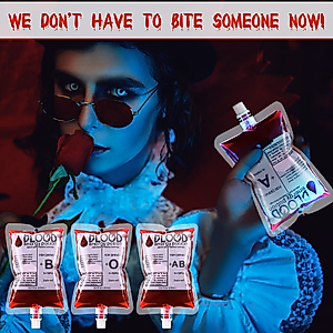 Nuenen 60 Pcs Halloween Blood Bags for Drinking, Vampire Party Drinking Pouches, Juice Puree Bag Reusable Energy Drink Container 8.5 Oz with Cap for Nurse Graduation Party