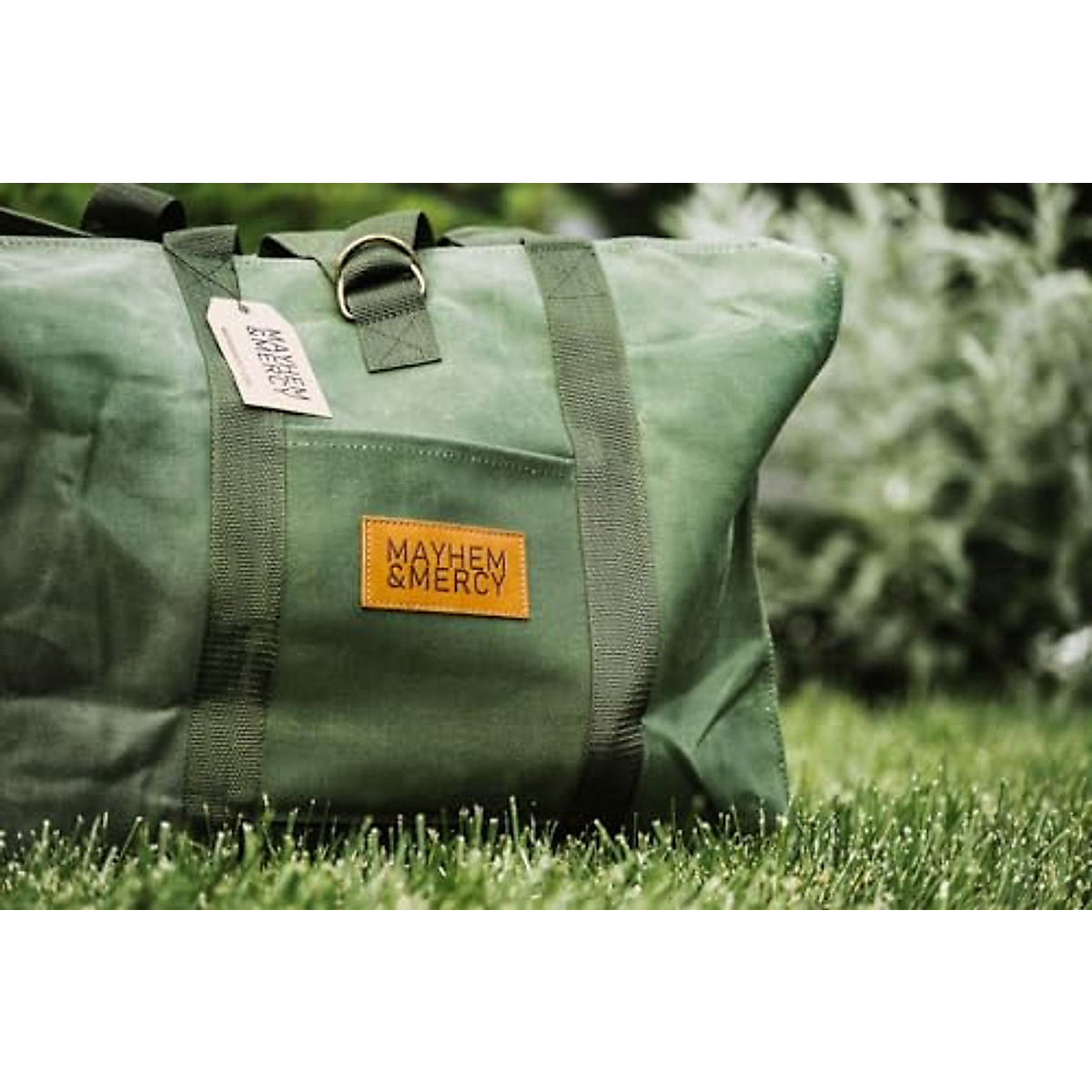 MAYHEM & MERCY Firewood Carrier - Waxed Canvas Wood Carrier For Firewood - Hunter Green Log Carrier For Firewood Fireplace Wood Rack Log Bag - Firewood