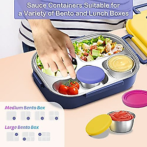 GDDGCUO Salad Dressing Container To Go, 1.7 oz Condiment Container with Lids, Sauce Containers for Lunch Box, Leakproof Silicone Lid, Easy Open, 304 Stainless Steel Small Dipping Sauce Cups (6 pk)