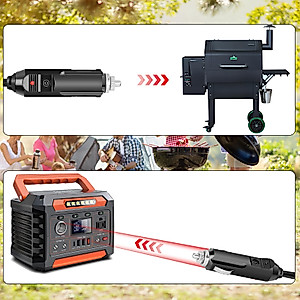 Power Cord for Green Mountain Grills Davy Crockett and Trek P-1012, 12V Cigarette Lighter Socket Compatible