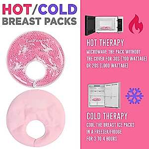 LotFancy Breast Ice Packs, 2 Hot Cold Breast Therapy Packs and 2 Covers, Breastfeeding Essentials, Gel Nursing Pad for Engorgement, Plugged Ducts, Mastitis, Warm Compress for Pumping