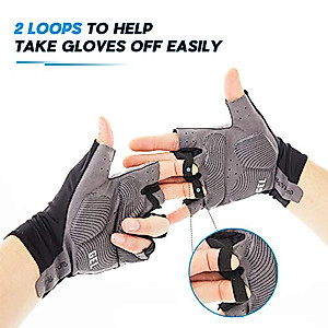 Hikenture Half Finger Cycling Gloves for Men and Women Padded Road Bike Gloves (Black, XXL)