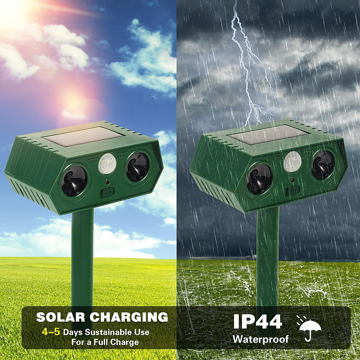 Solar Mouse Repellent, Snake Repellent, Mole Repellent, Gopher Repellent, Vole Repellent, Waterproof Pest Rat Repellent for Yard Garden Lawn Outdoor