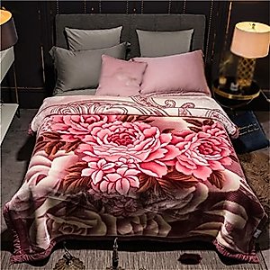 YLLWH Bedspread Rugs Vintage Blooming Flowers Printed Fleece Sheet Blanket Sofa Cover Blanket Soft Warm Thick (Color : D, Size : 180X220cm)