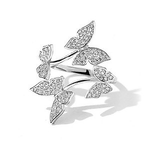 Jukoclut Dainty Plated Cubic Zirconia Butterfly Charm Stacking Adjustable Open Rings for Women Silver
