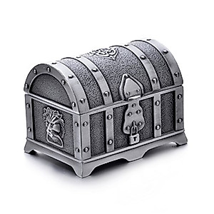 REINDEAR Vintage Pewter Tooth Fairy Treasure Chest Box
