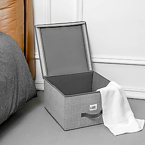 Gbdilo Storage Bin for Shelves, Fabric Closet Organizer Shelf Cube Box with Handle Home Office Storage Baskets, Medium, Gray, 3-Pack (39L)